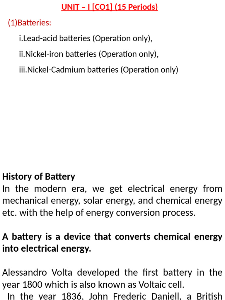 1.introduction To Batteries & Lead Acid Battery | PDF