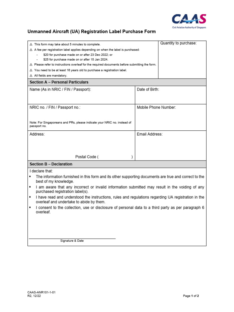 Ua Registration Label Purchase Form | PDF