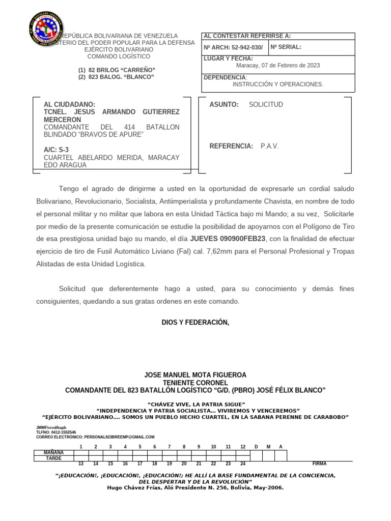 Oficio Modelo 823 Balog Blanco Poligono 2023 | PDF