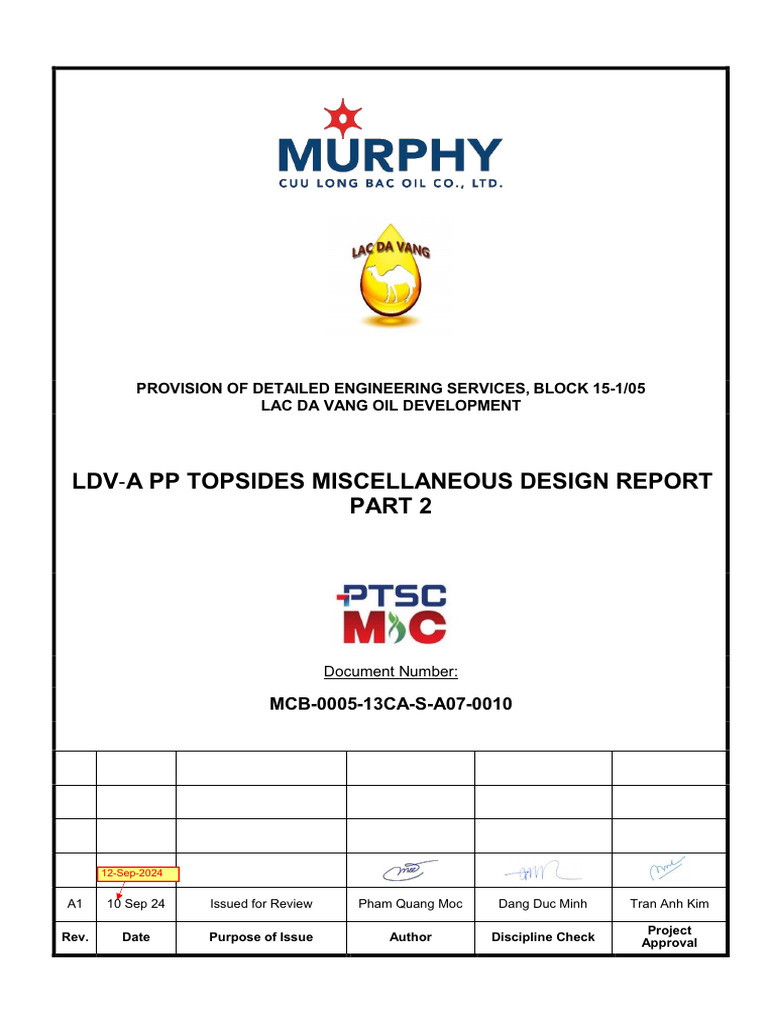 MCB-0005-13CA-S-A07-0010 LDV A PP Topsides Miscellaneous Design Report Part 2 - RevA1 - PDF | PDF