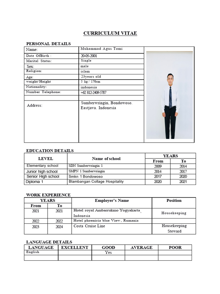 Muhammad Agus Tomi CV 2-1 | PDF