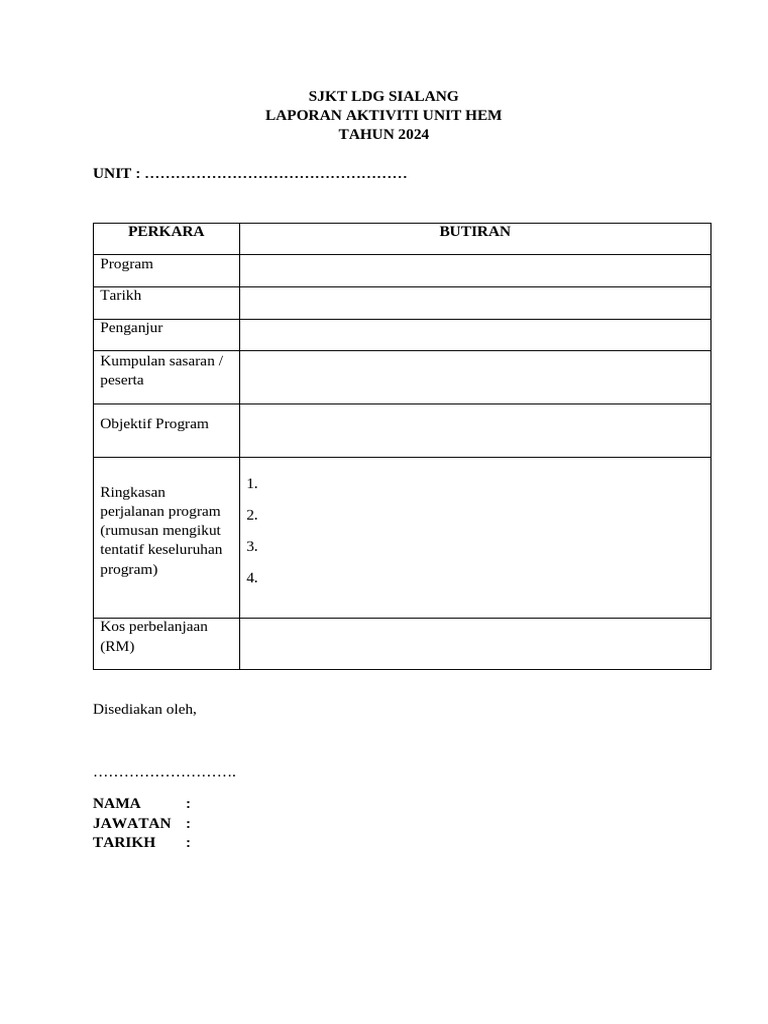 Laporan Unit Hem 2024 | PDF