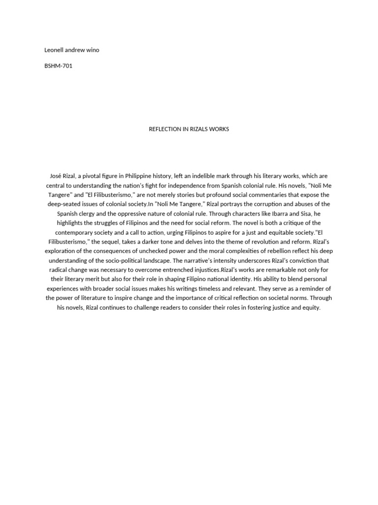 Rizals Work TP | PDF