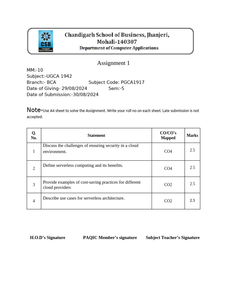 Cloud Computing Assignment-1 | PDF