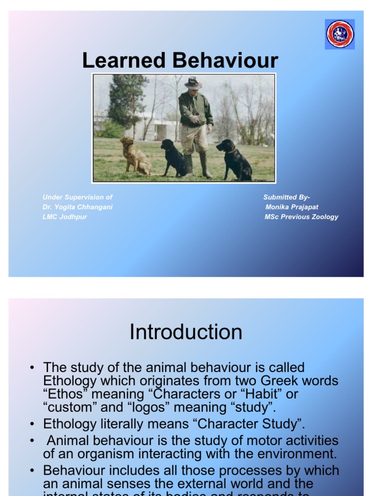 Learned Behaviour Seminar | PDF | Classical Conditioning | Ethology