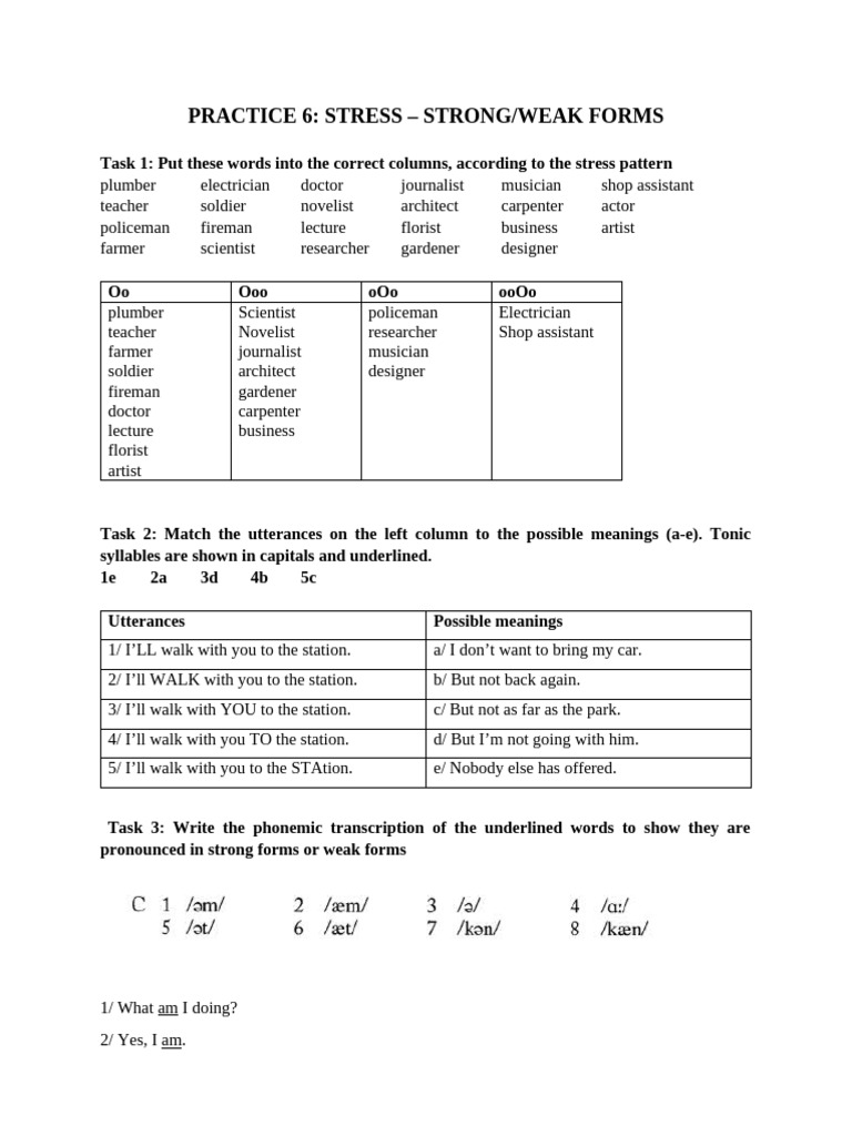 Key PRACTICE 6 Stress Intonation | PDF