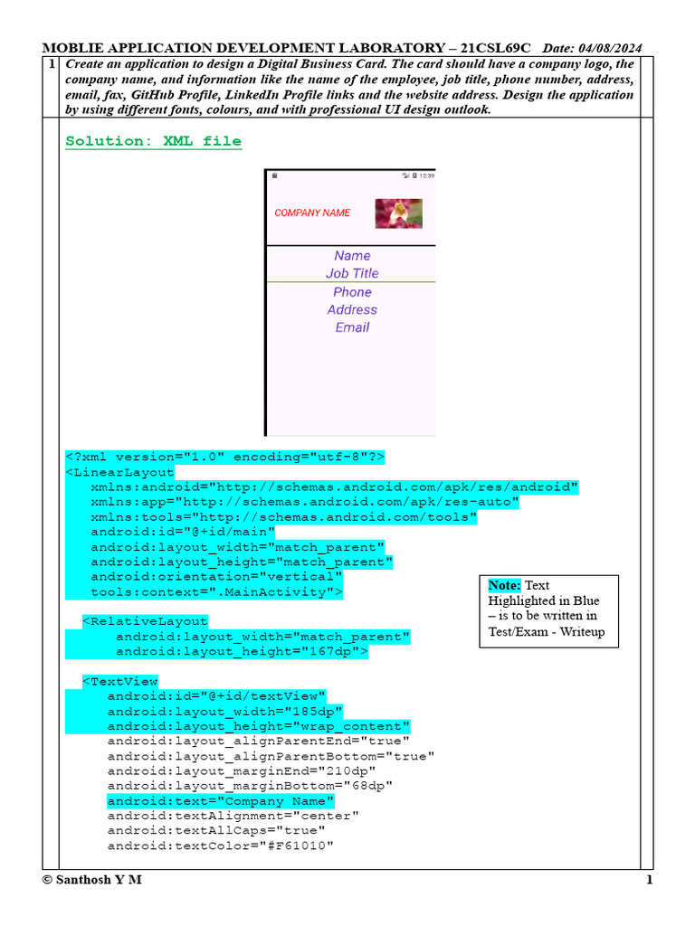 Updated MAD LAB ALL Programs | PDF | Android (Operating System) | Business