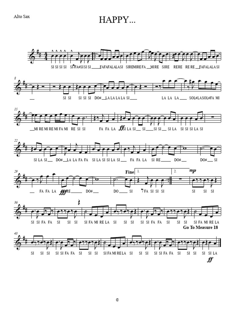 HAPPY- Alto Sax | PDF