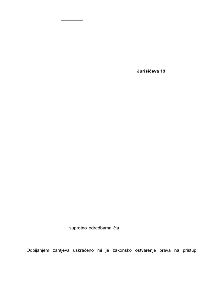 FillinObrazac - Zalba Protiv Rjesenja TJV Kojim Je Odbijen Zahtjev Za Pristup Informacijama | PDF