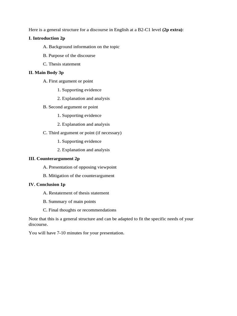Structure For A Discourse 11B | PDF