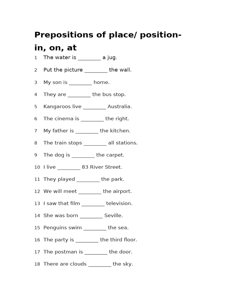 1prepositions of Place Position | PDF
