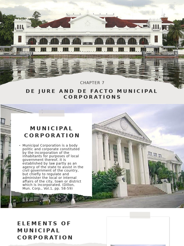 De Jure and de Facto Municipal Corporations | PDF