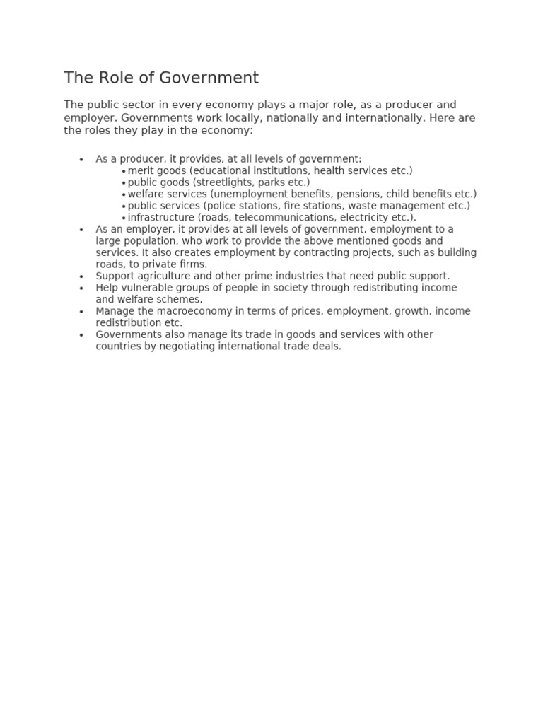 The role of government | PDF
