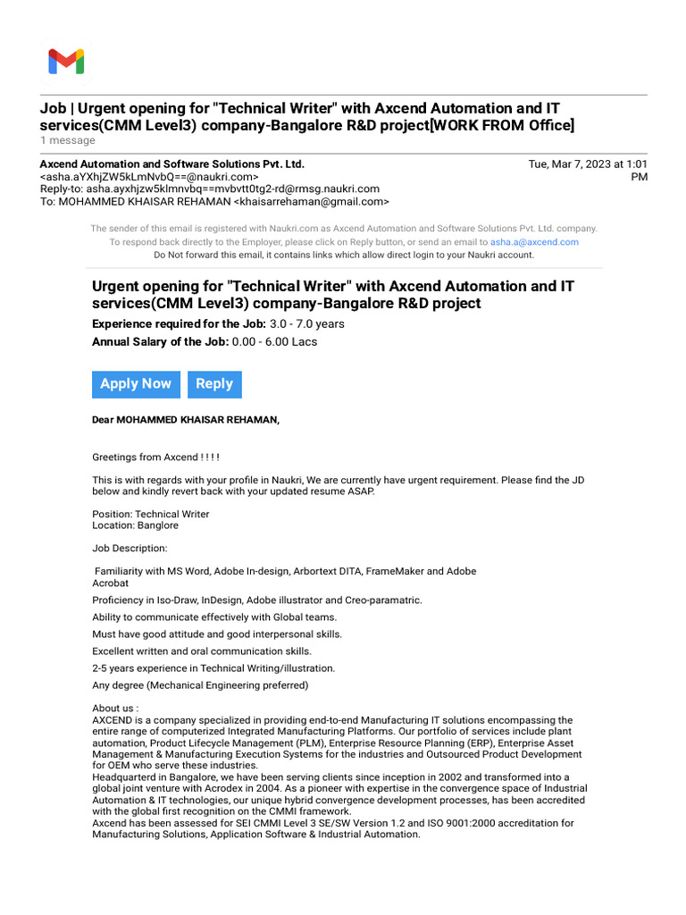 Tech Writer Role in Bangalore | PDF | Résumé | Career & Growth