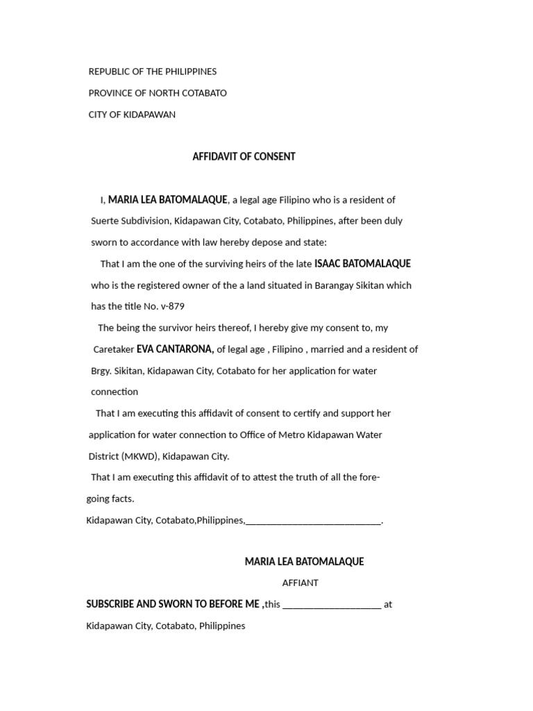 Affidavit of Consent | PDF