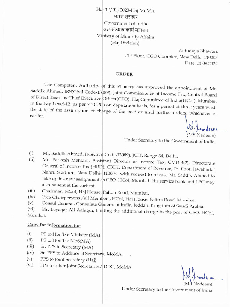 Order For Appointment of CEO, HCoI | PDF
