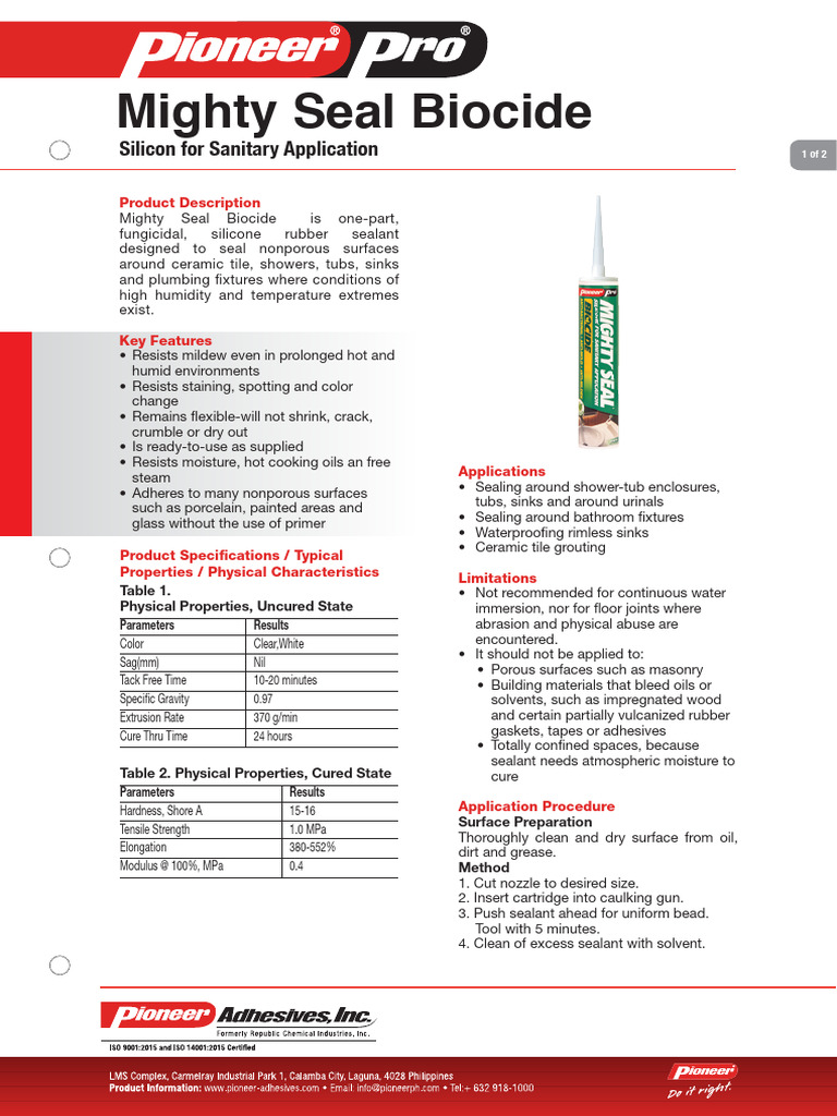 TDS - PPro Mighty Seal Biocide - 022019 | PDF