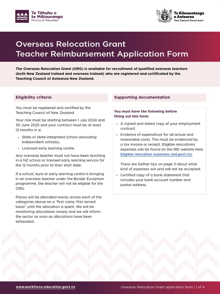 Overseas Relocation Grant Application 2024 | PDF