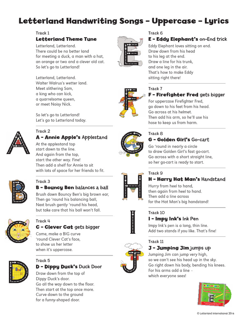 Handwriting Songs Uppercase - Lyrics | PDF