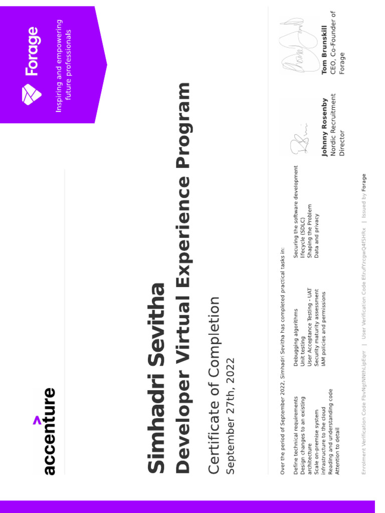 Accenture - Certificate-Developer Virtual Experience Program | PDF