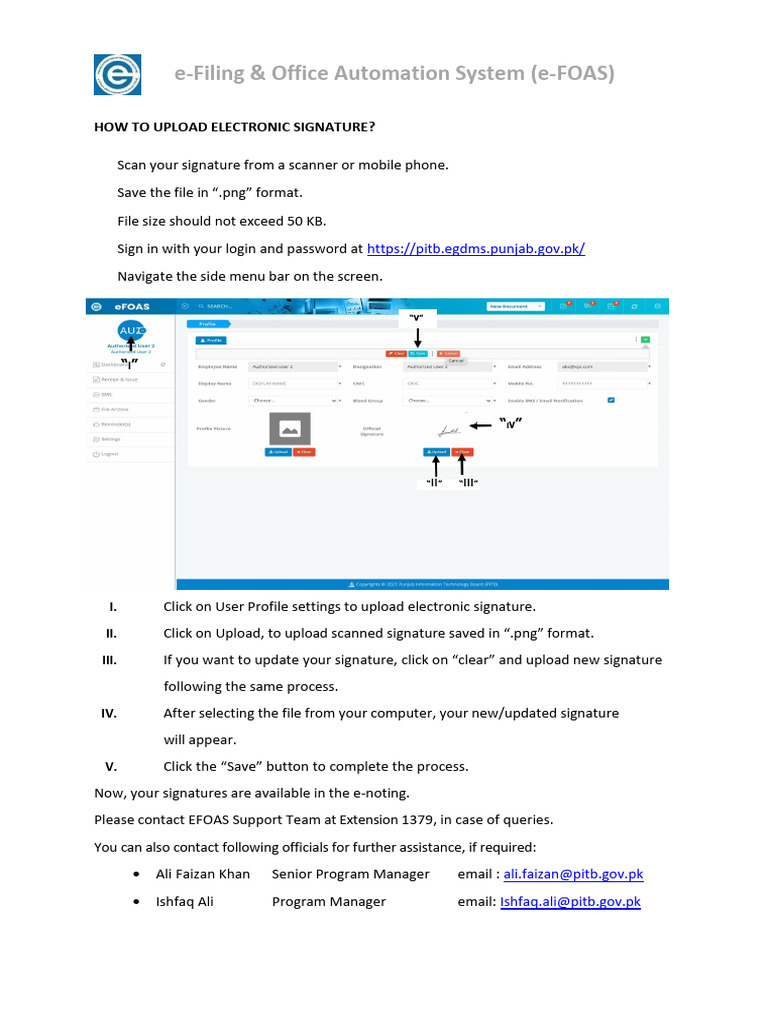 HOW TO UPLOAD ELECTRONIC SIGNATURES-eFOAS | PDF