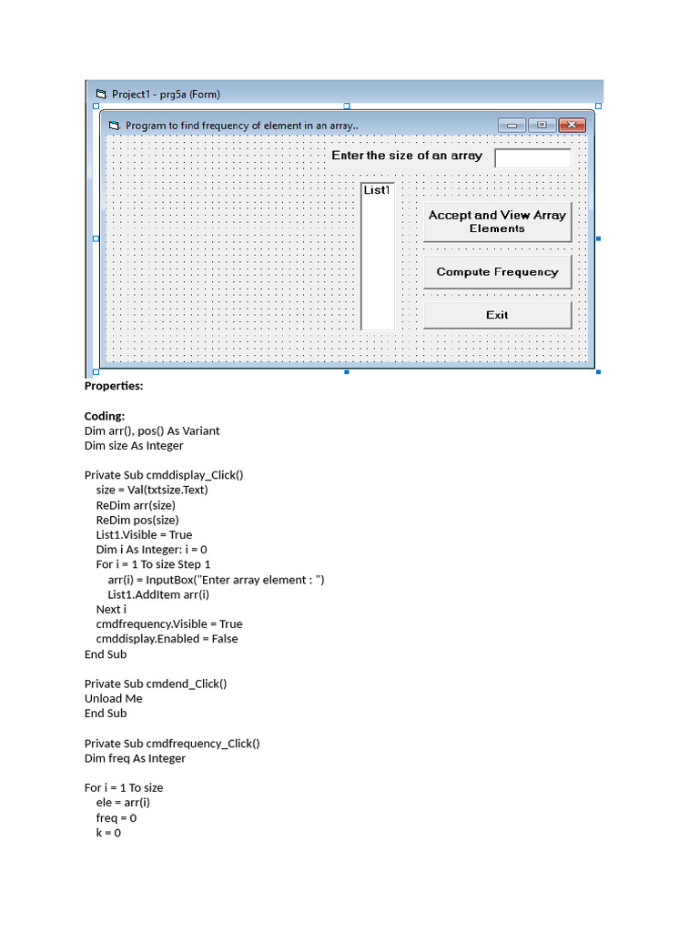VB - Prog - Array and Frequency - Ele | PDF