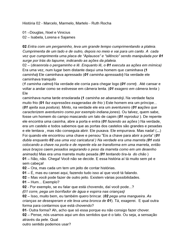 História 02 - Marcelo, Marmelo, Martelo - Ruth Rocha 2024 | PDF