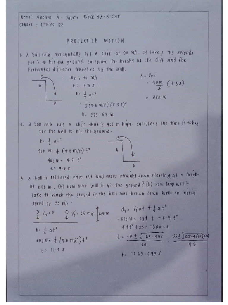 Projectile Motion | PDF