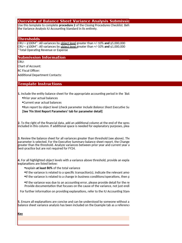 BS Variance Analysis Template | PDF