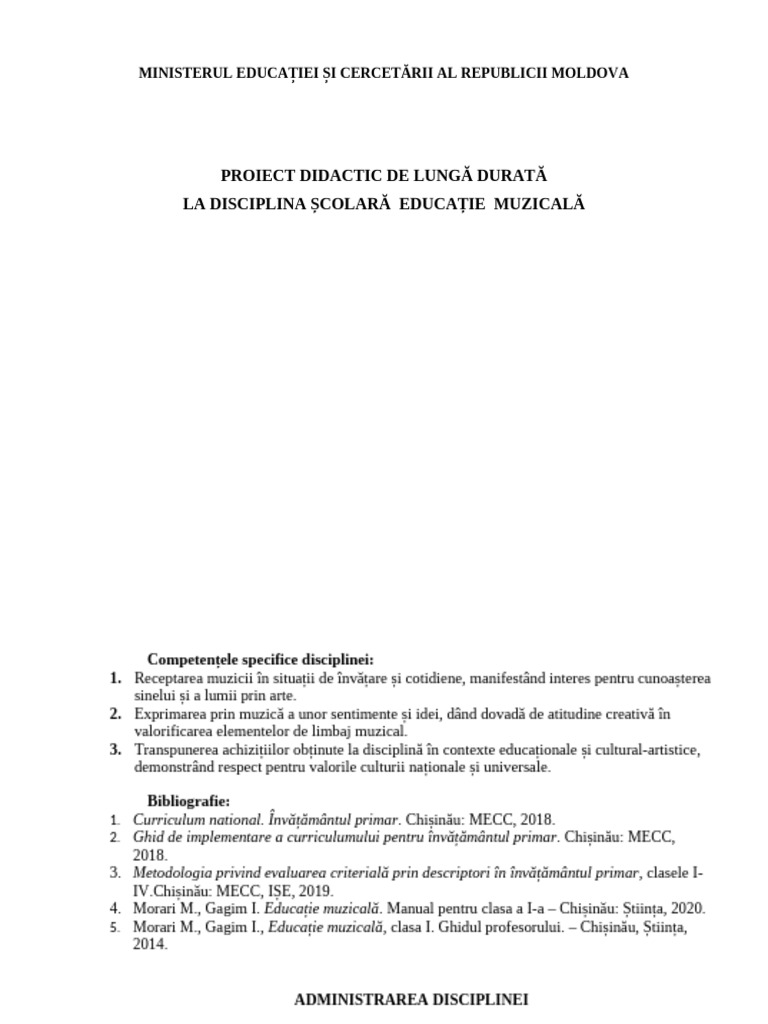 Proiectarea La Educația Muzicală | PDF