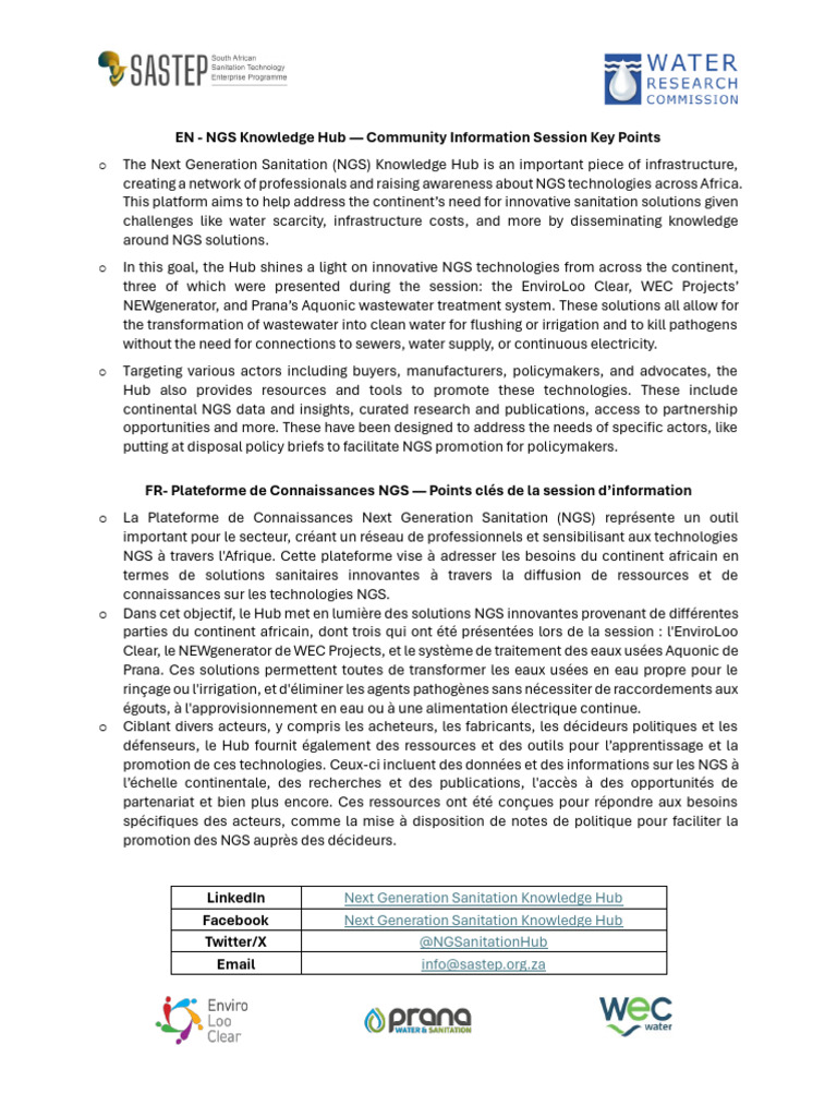 NGS Launch - Info Session Key Points Summary | PDF | Water And The ... NGS Launch - Info Session Key Points Summary | PDF | Water And The ...