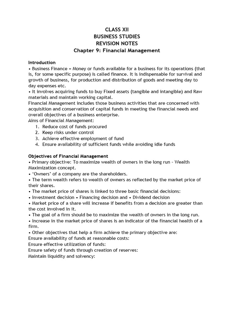 Class 12 Ch 9 Bst Notes | PDF Class 12 Ch 9 Bst Notes | PDF