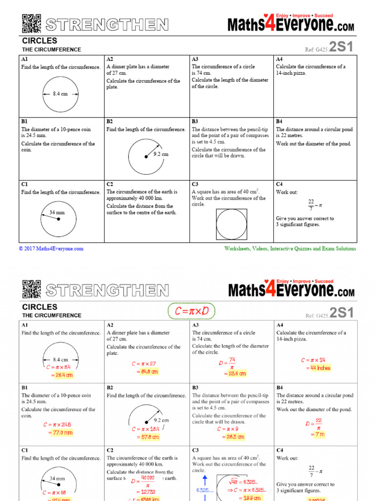 Circle and Circumference Sheet 2 | PDF