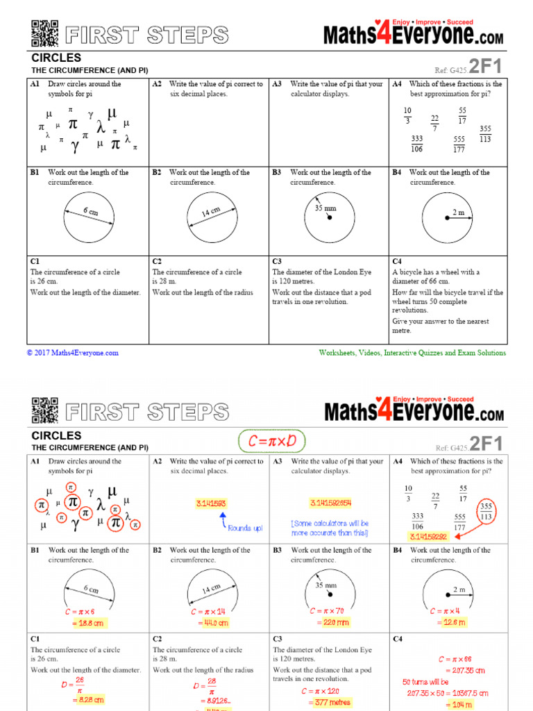 Circle and Circumference Sheet 1 | PDF