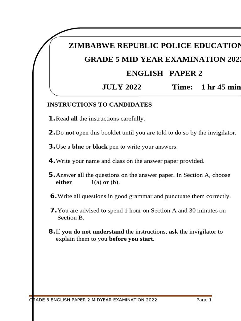 G5 English Paper 2 2021 Mid Year | PDF