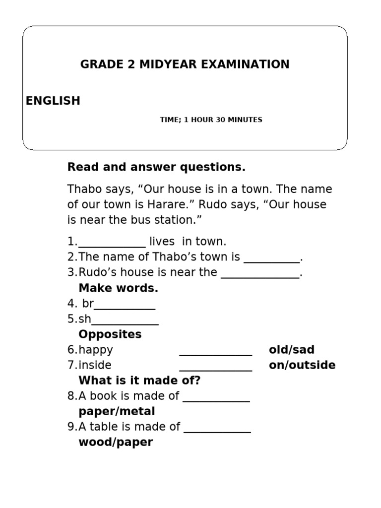 Grade 2 English | PDF