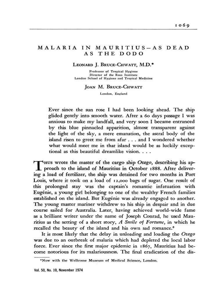MALARIA IN MAURITIUS | PDF