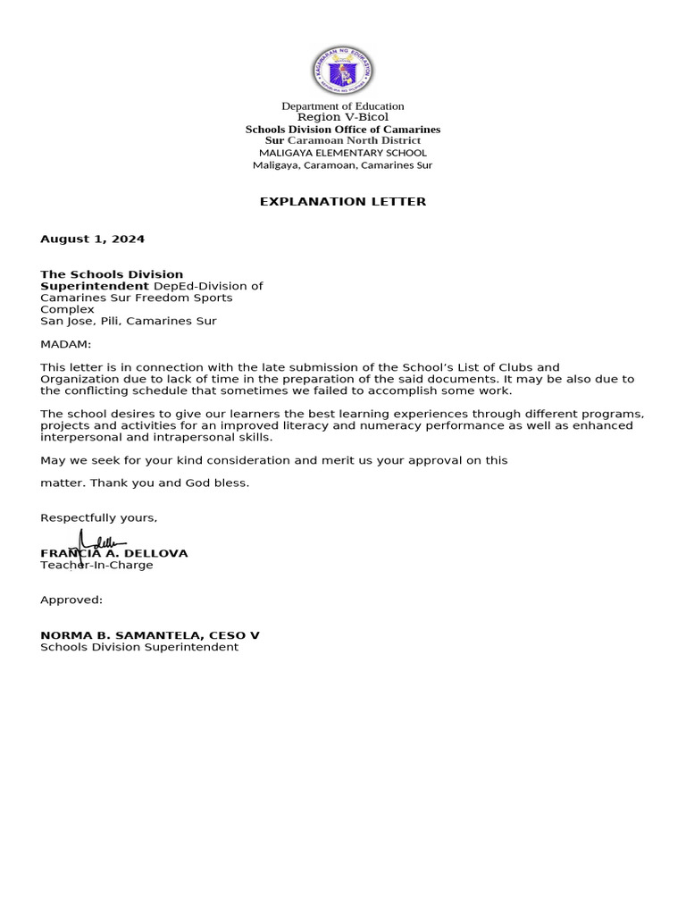 Explanation Letter | PDF