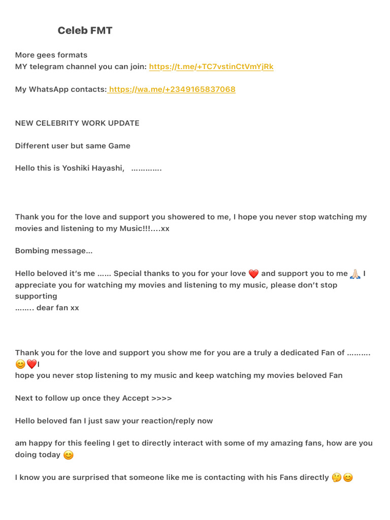 Celeb FMT (Big Gees Update) | PDF