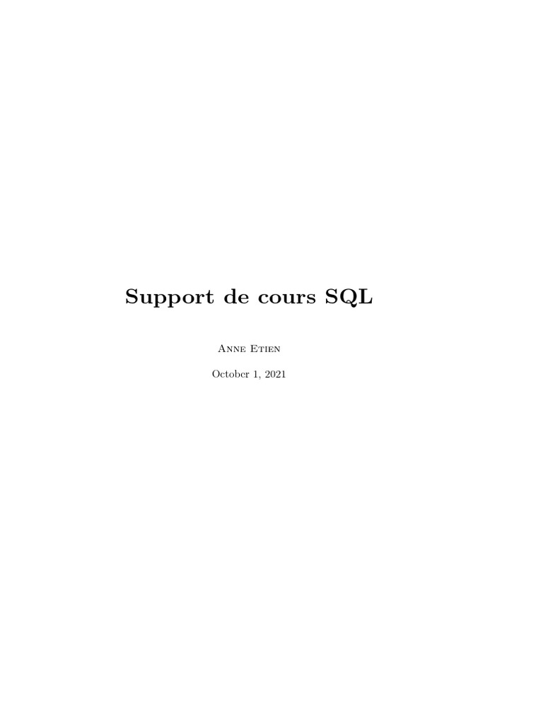 Support Cours SQ L | PDF