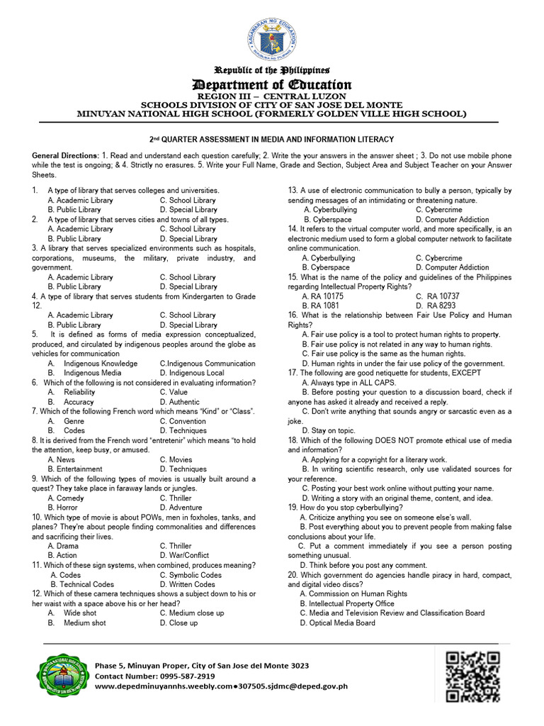 2nd QUARTER ASSESSMENT-Q2 IN-MIL - 2022-2023 | PDF