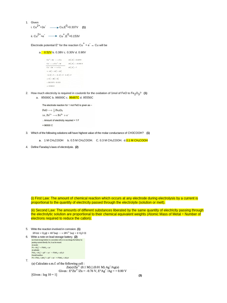 Electro CT Answer Key | PDF