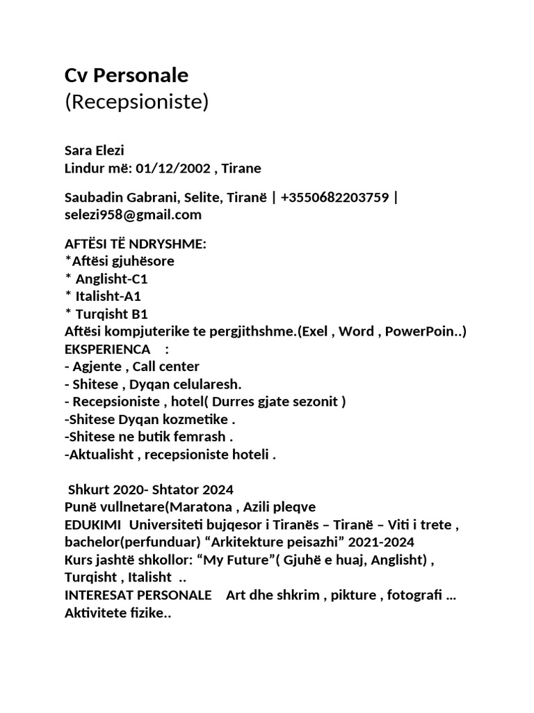 CV Personale | PDF