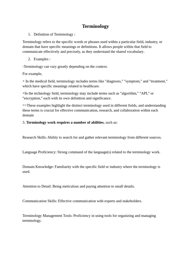 Terminology | PDF