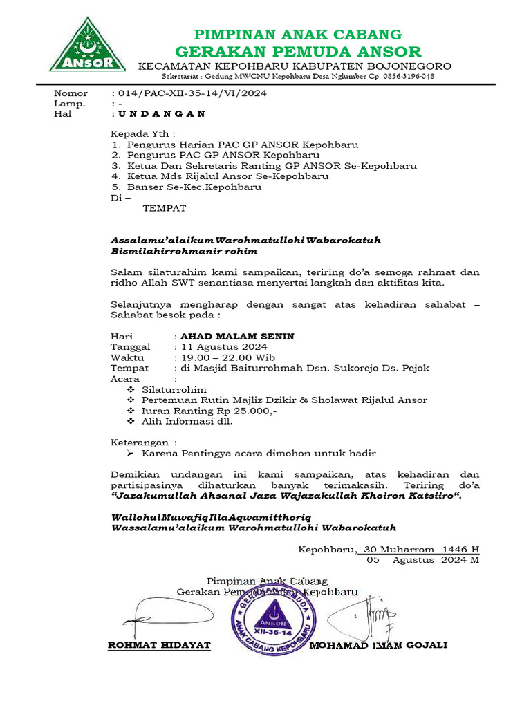 MDS Rijalul Ansor Ke 6 | PDF