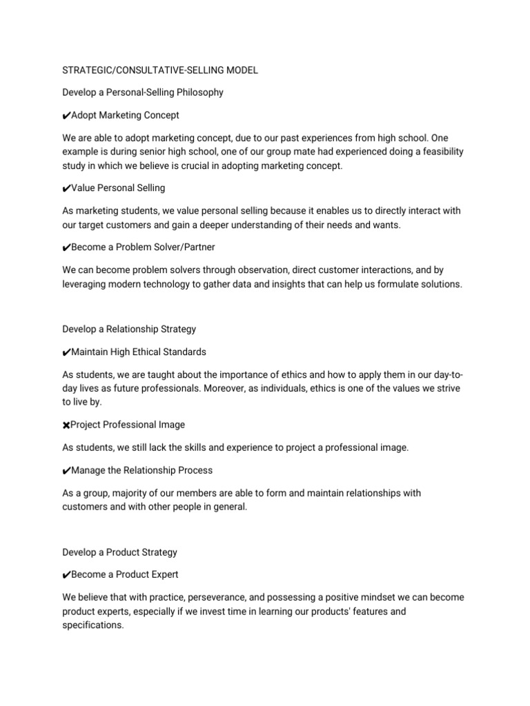 Strategic Consultative Selling Model Pdf