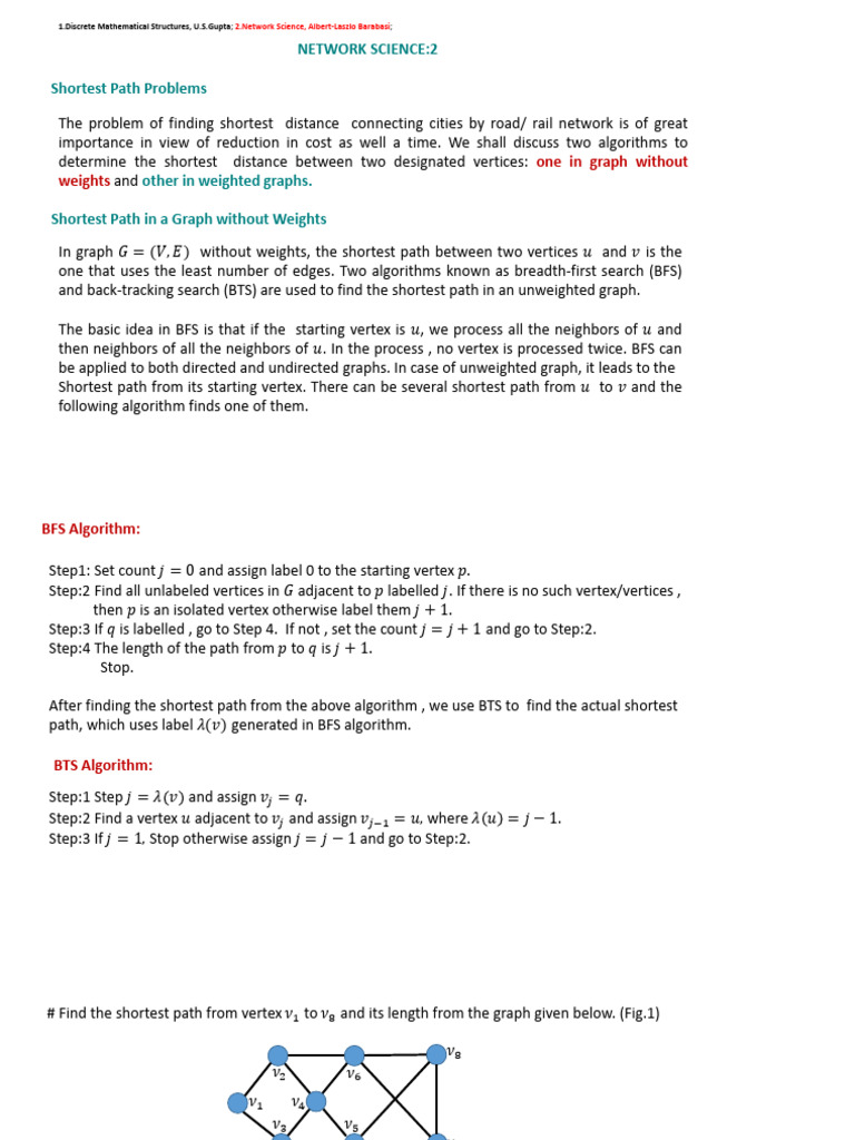 Network Science:2 Shortest Path Problems: One in Graph Without Weights ...