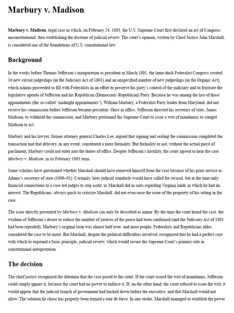 Marbury v. Madison | PDF