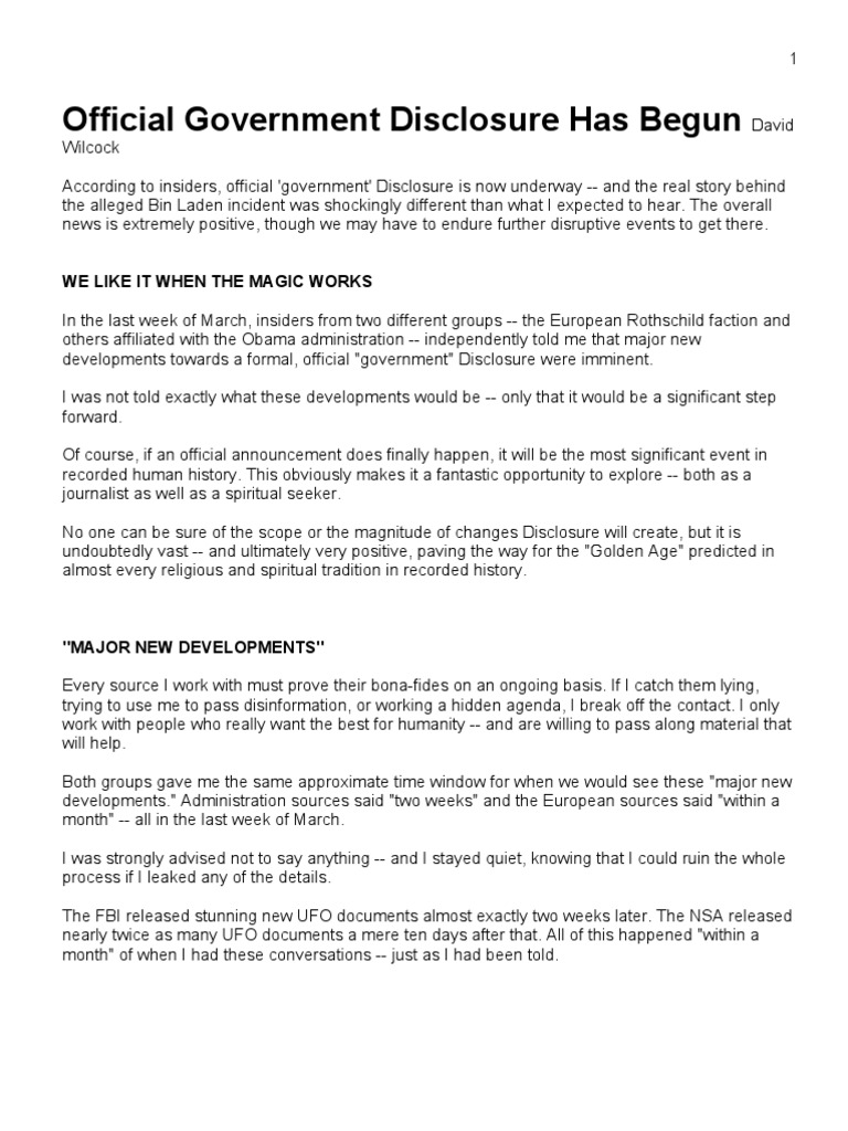 Official Government Disclosure Has Begun: We Like It When The Magic ...