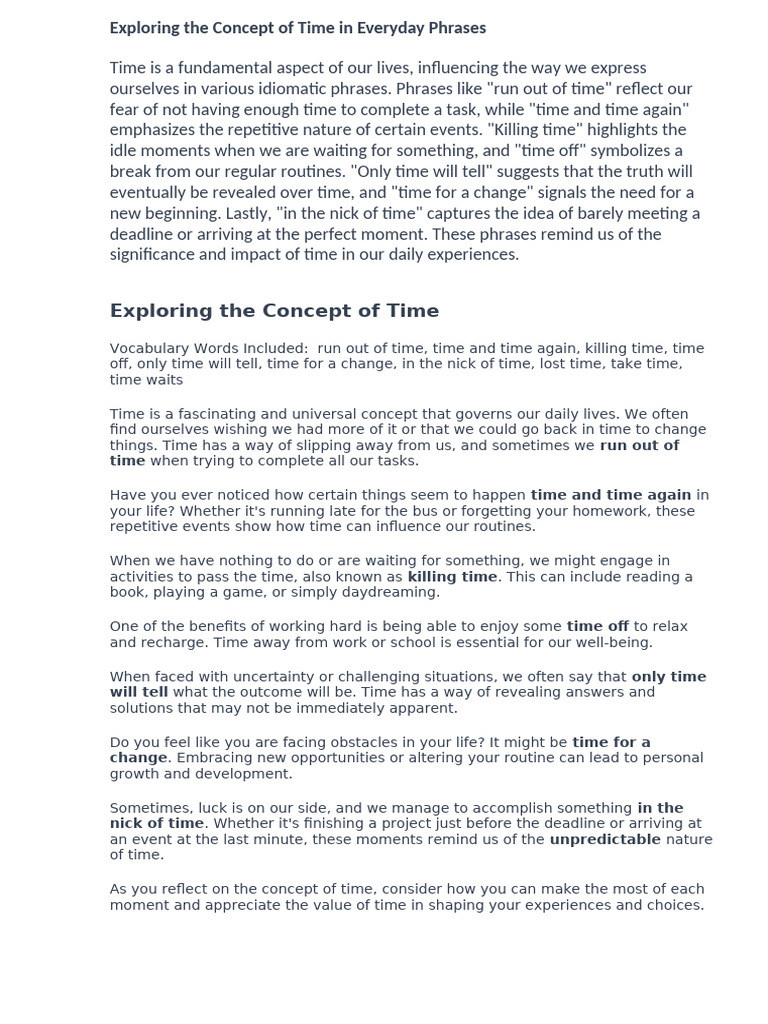 Exploring The Concept of Time in Everyday Phrases | PDF